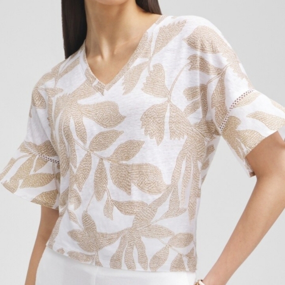 Chico's | Tops | Chicos Linen Blend Flutter Sleeve Blouse Size 4 | Poshmark